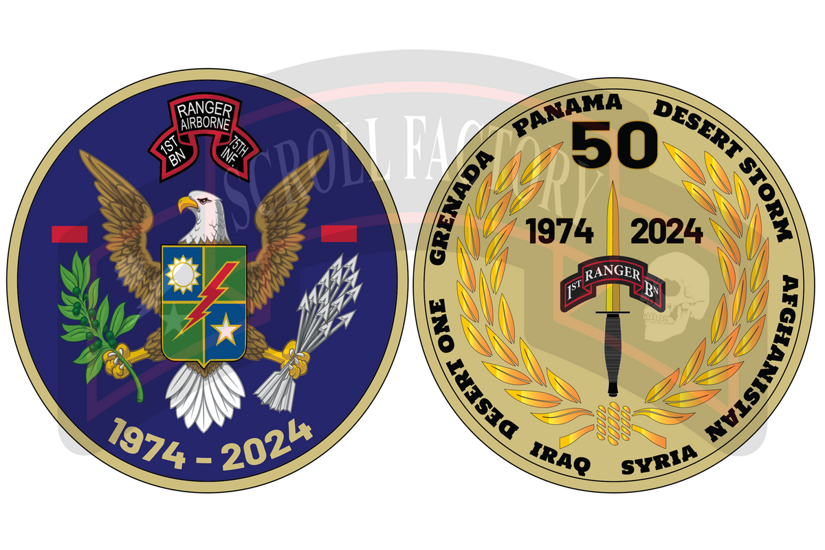 1st Ranger Bn 50th Ann Coin – Scroll Factory
