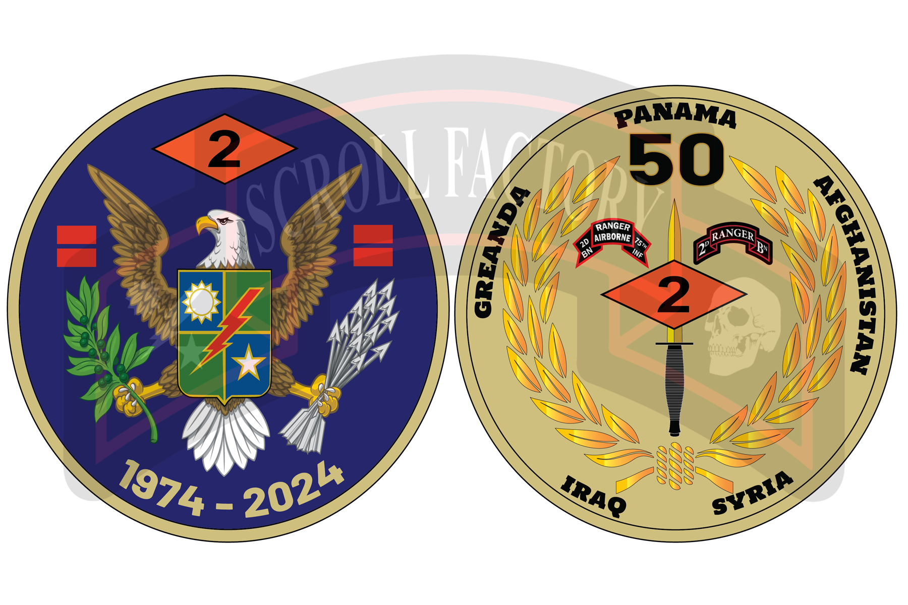 2d Ranger Bn 50th Ann Coin Back-Order 2 – Scroll Factory