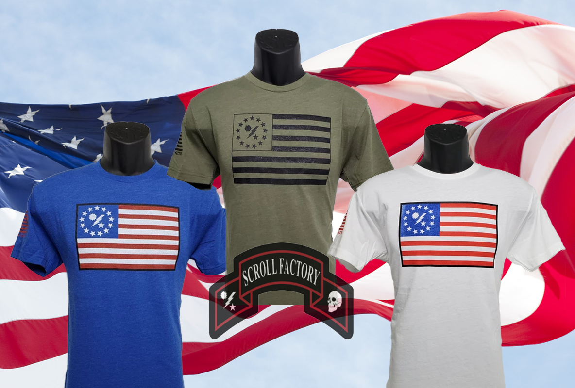 Betsy 75th DUI Outline flag shirt – Scroll Factory