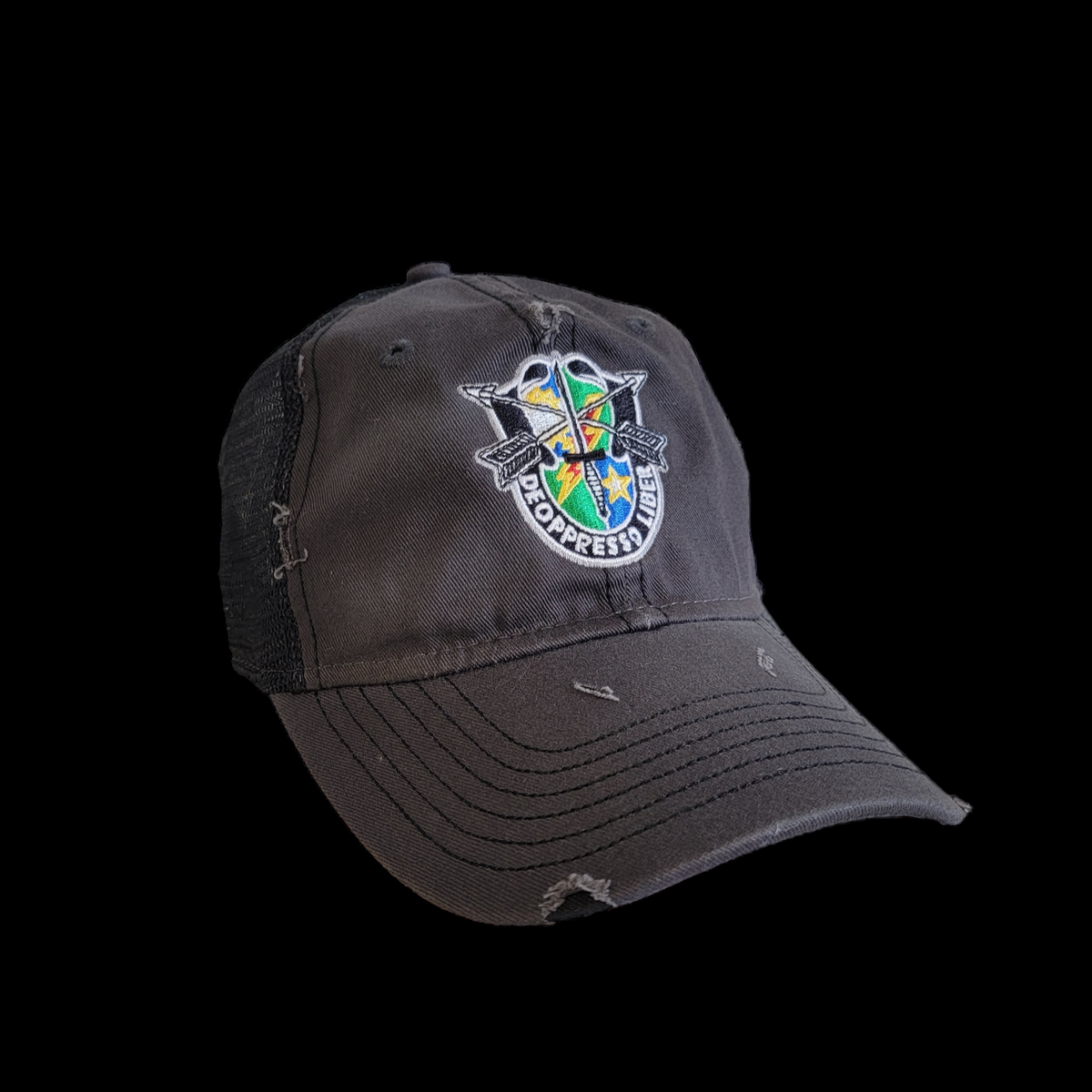 75th SF Crest Sportsman Charcoal Weathered Cap – Scroll Factory